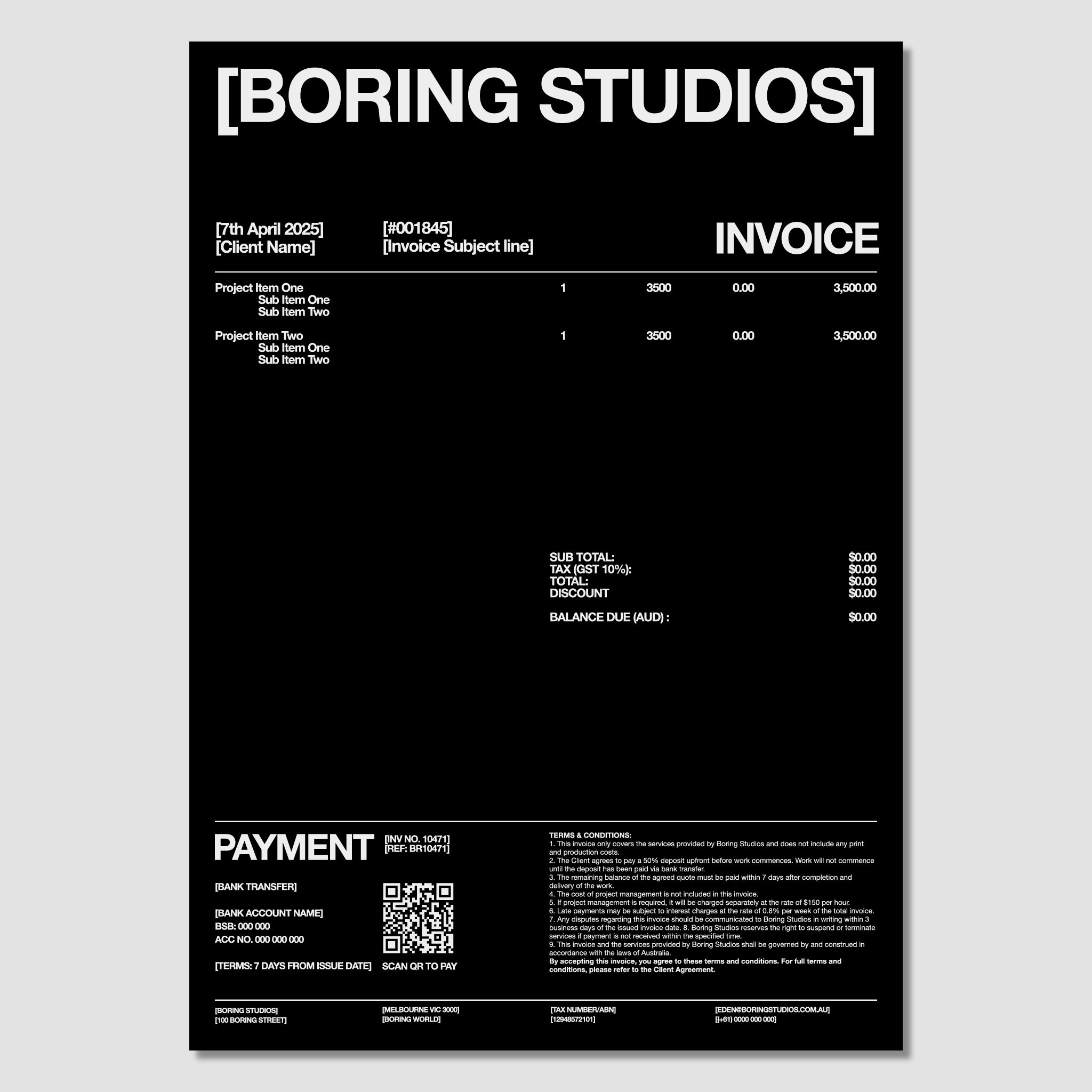 Invoice Template | Client Invoicing – Boring Studios