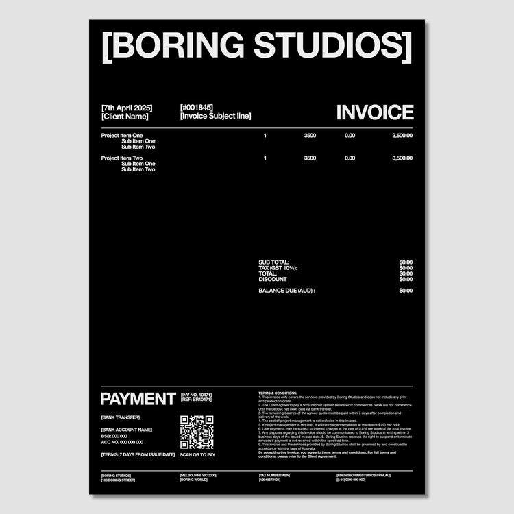 Invoice Template | Client Invoicing – Boring Studios