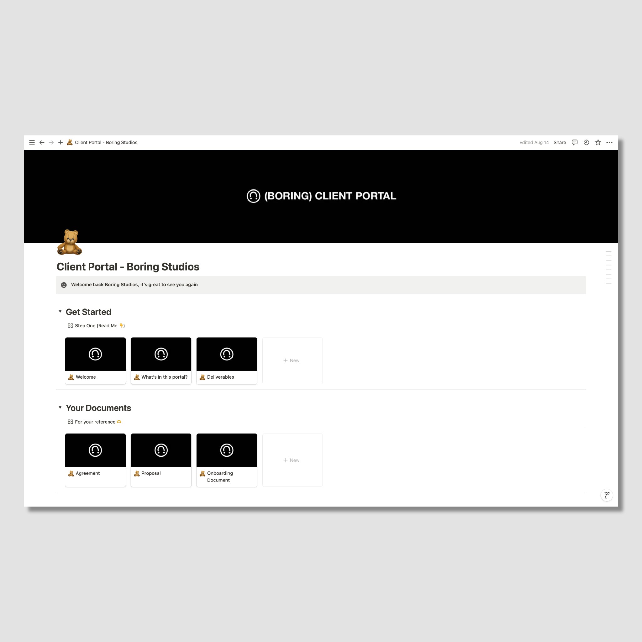 Client Portal Template – Boring Studios