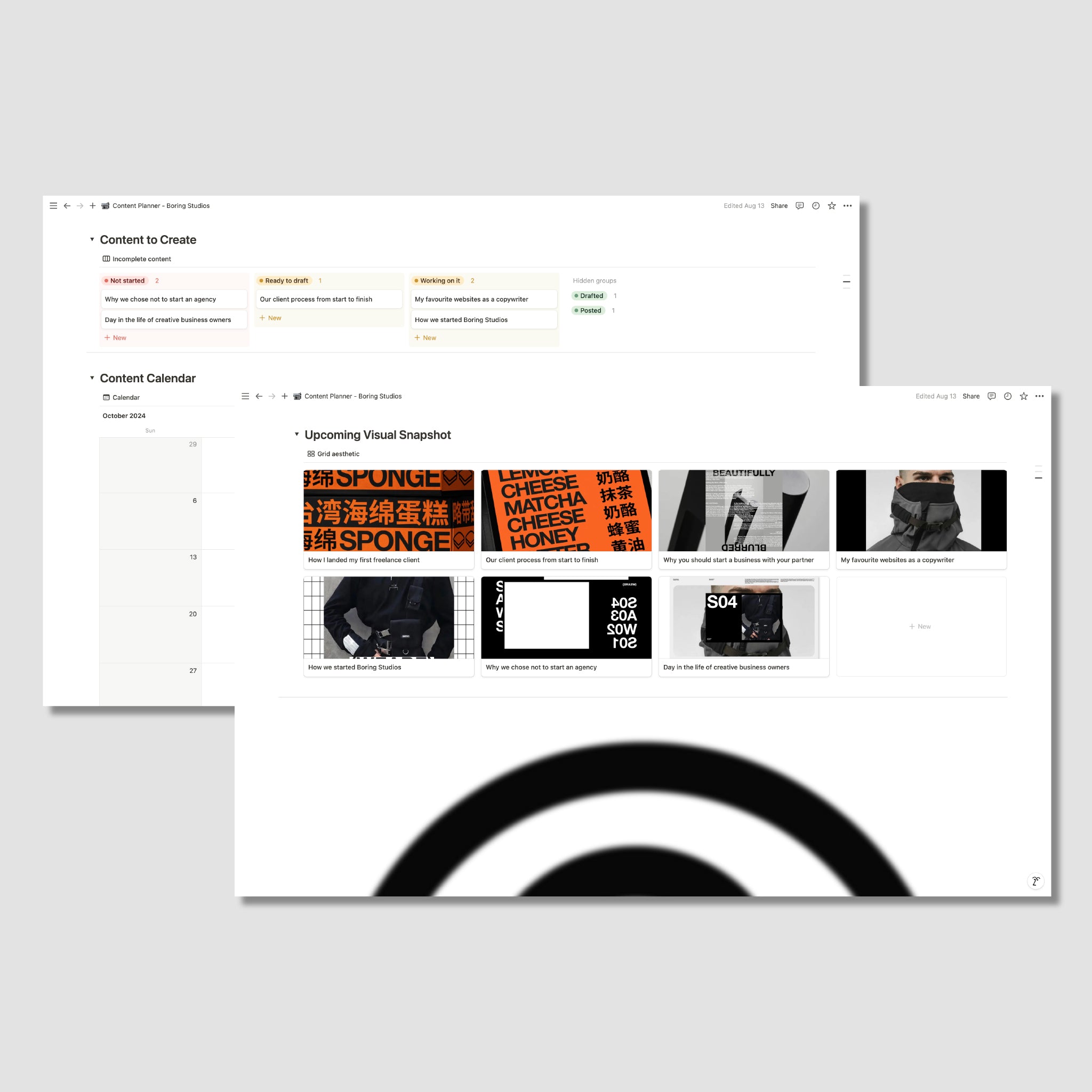Content Planner Template | Notion Planning – Boring Studios