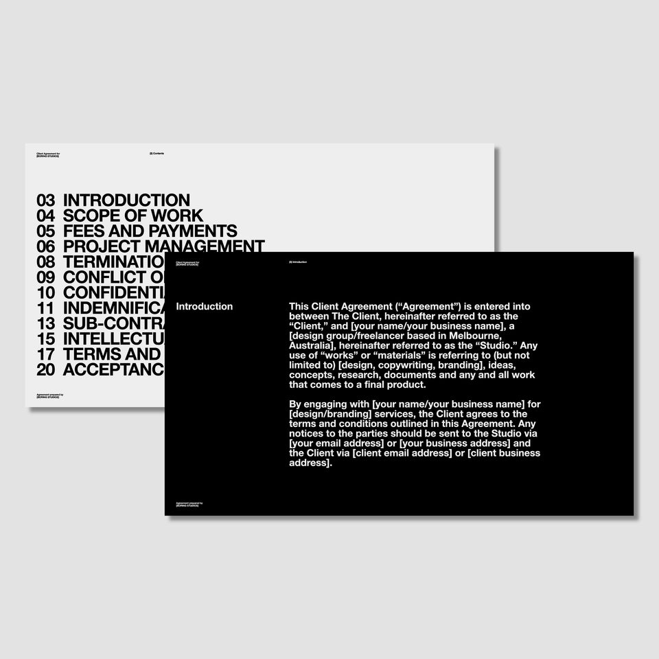 Client Agreement Template | Contract Template – Boring Studios