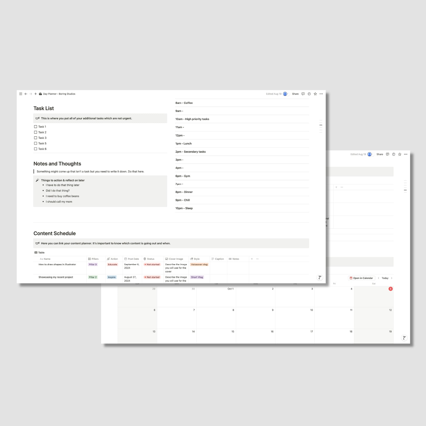 Daily Planner Template – Boring Studios