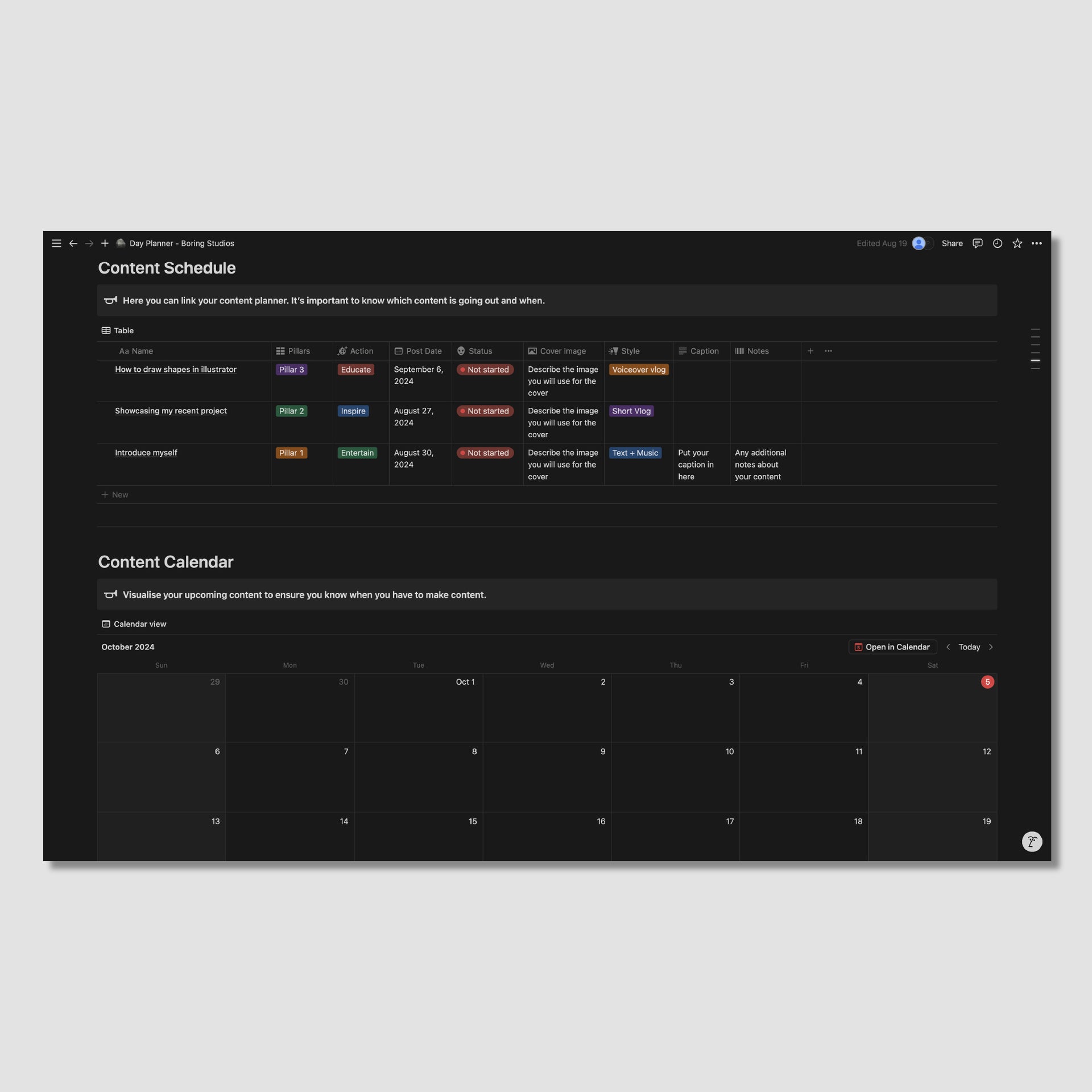 Daily Planner Template – Boring Studios