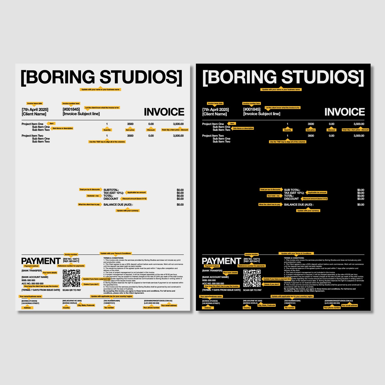 Invoice Template | Client Invoicing – Boring Studios