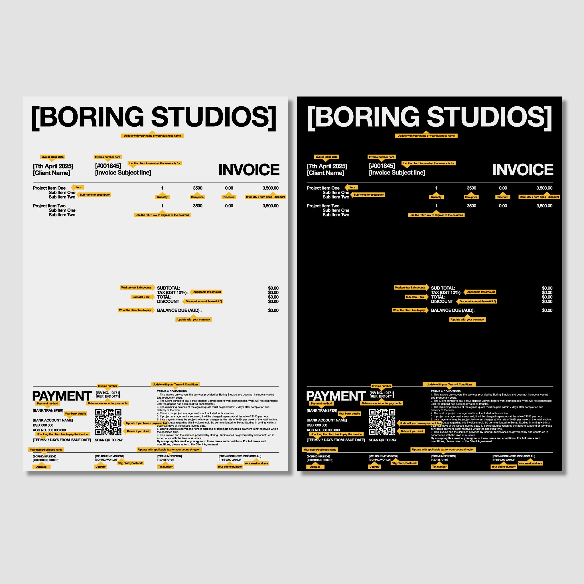 Invoice Template | Client Invoicing | Boring Studios