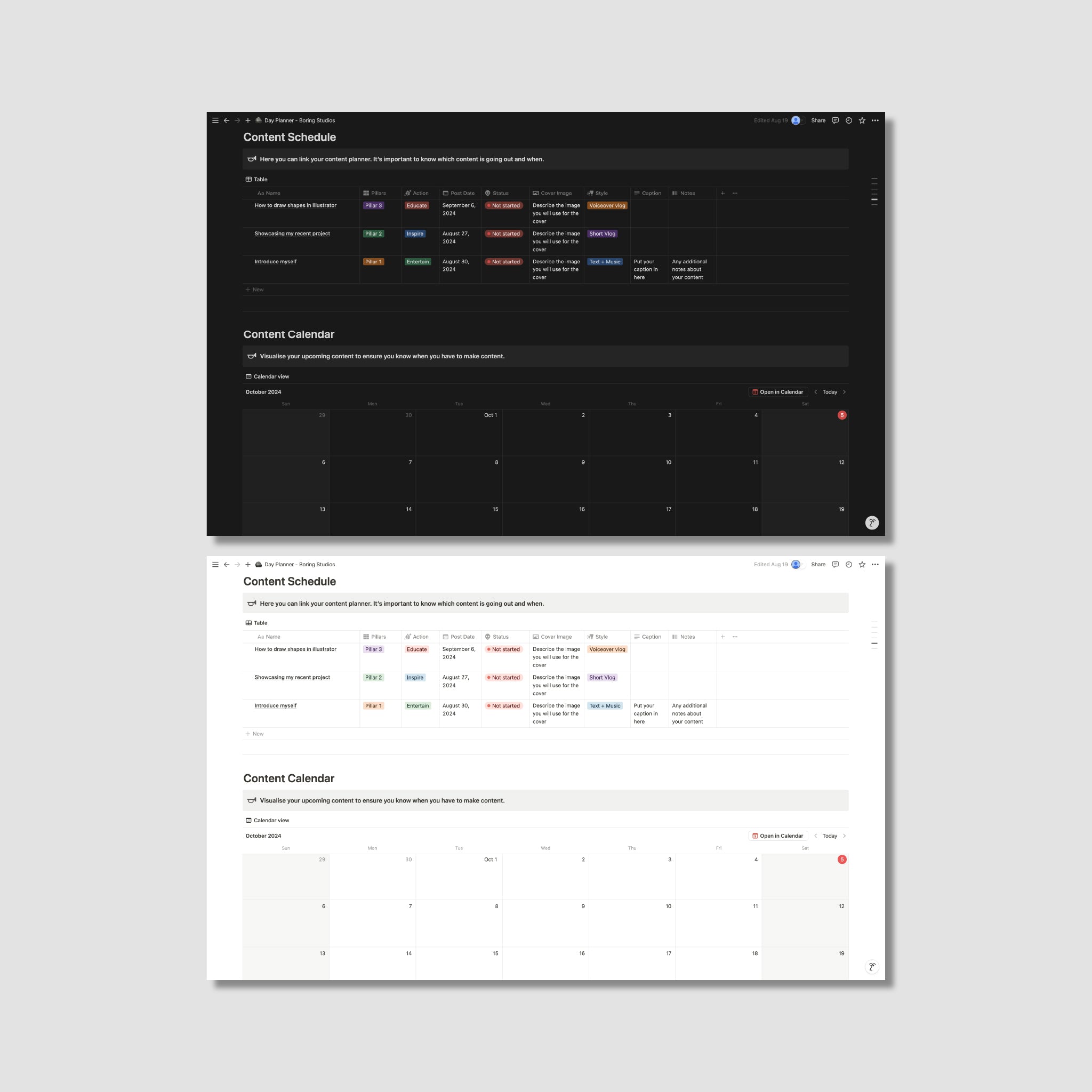 Daily Planner Template | Notion Planning – Boring Studios