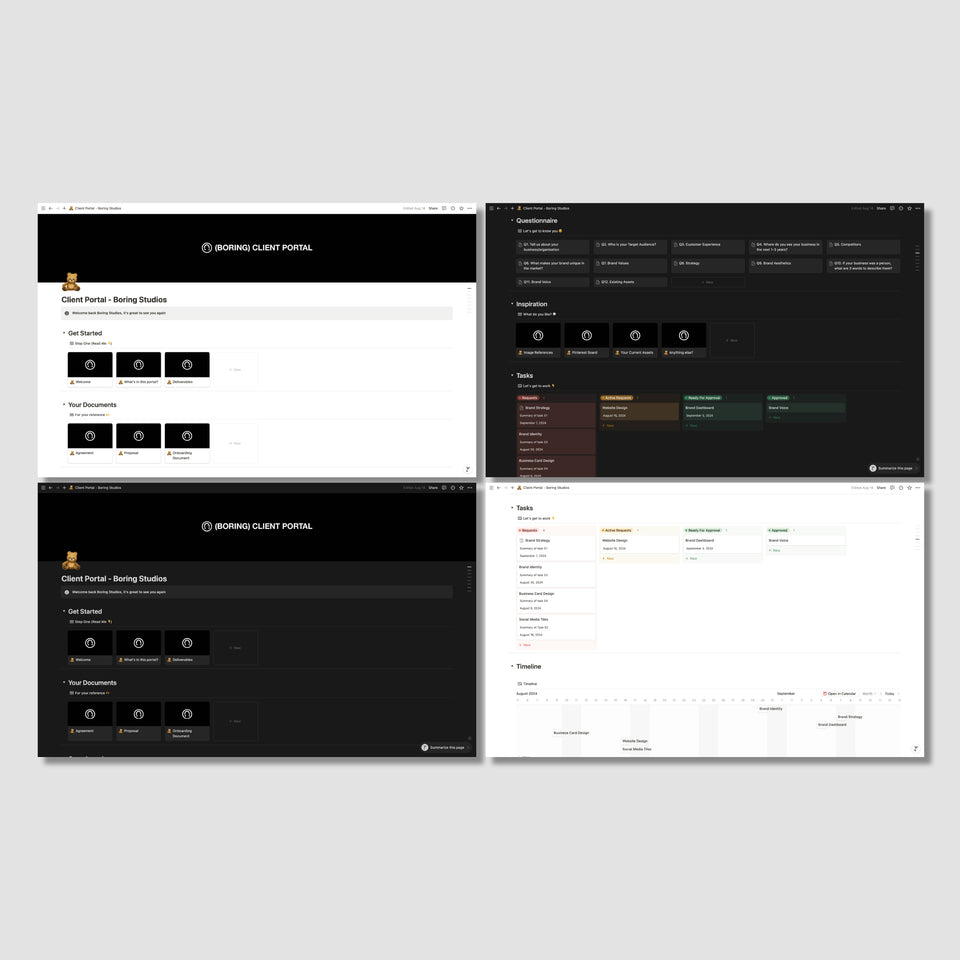 Client Portal Template | Notion – Boring Studios